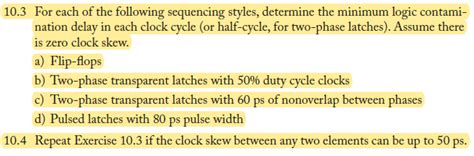 Solved Hold Time Table 105 Sequencing Element Parameters