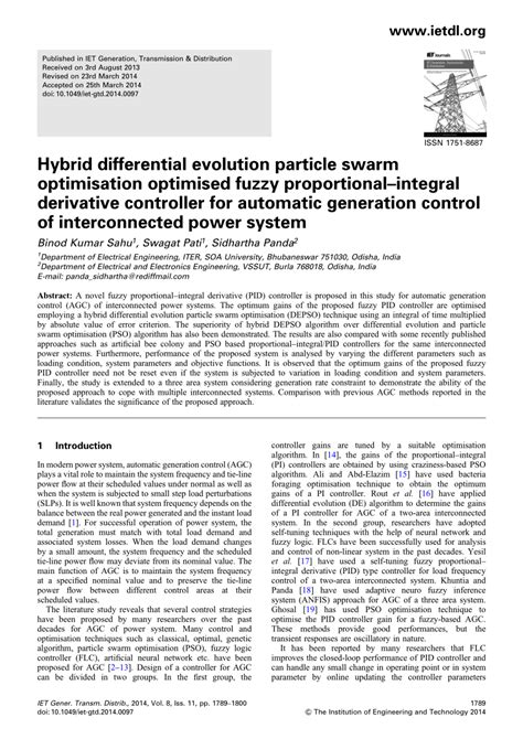 pdf hybrid differential evolution particle swarm optimisation