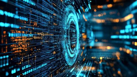 high tech interface with digital data and futuristic graphics stock