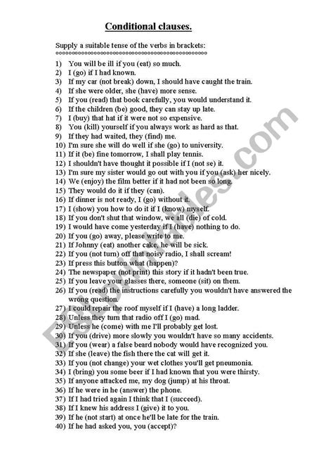 Conditional Clauses ESL Worksheet By Luc8625