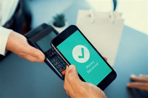 Hand Holding Smartphone With Nfc Qr Code Device Fervent Stock Image Image Of Digital Screen