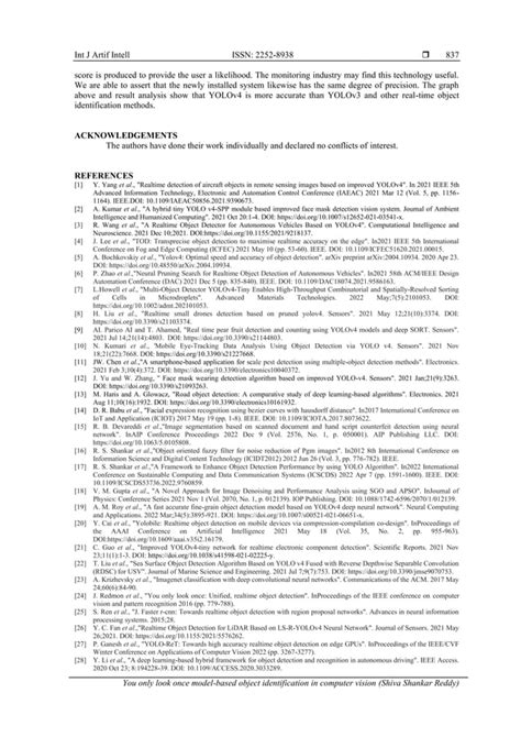 You Only Look Once Model Based Object Identification In Computer Vision