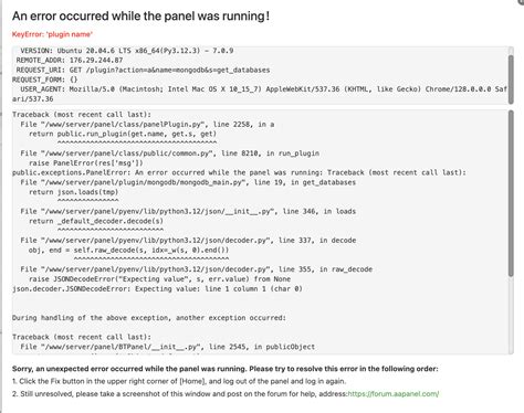 Mongodb Database Keyerror Plugin Name Aapanel Free Hosting Control Panel One Click