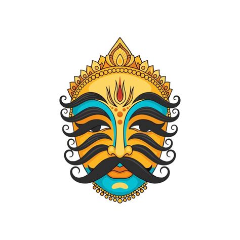 Colorful Divine Mask Depicting A Mythological Figure Premium Ai