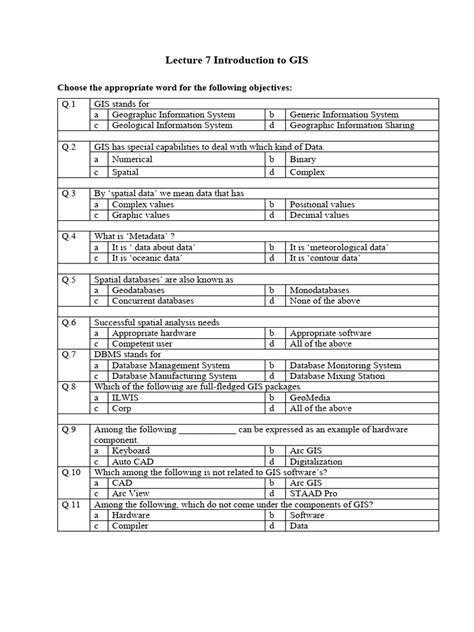 Class Notes On Gis Pdf Geographic Information System Databases