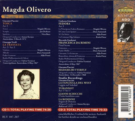 Club Cd Magda Olivero The Famous Amsterdam Concerts Jedyna Taka