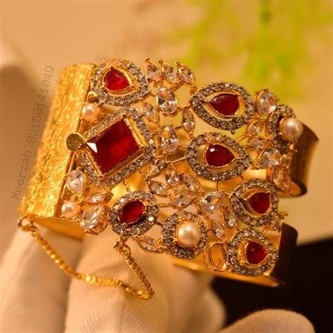 Elegant Gold Plated Real Stones Bangle For Girlswomen