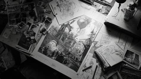 Black White Retro Drawings Stock Illustrations 3510 Black White
