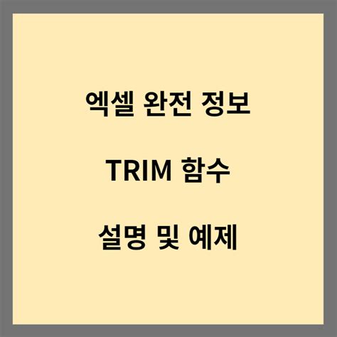 엑셀 trim 함수 양쪽 공백 제거