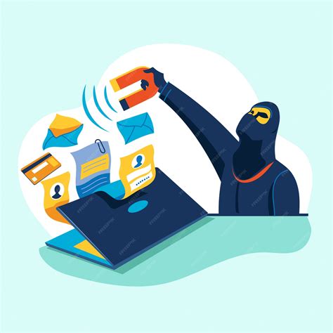 Premium Vector Illustration Concept Cyber Crime Of Hacker Stealing Data And Doing Phishing