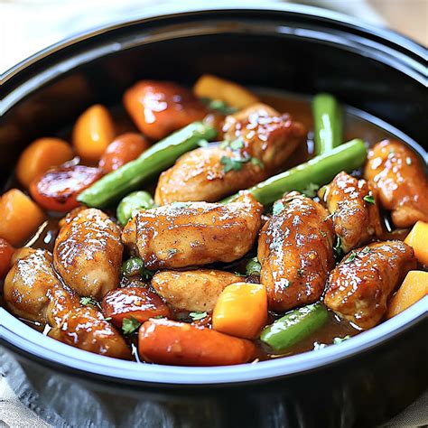 Irresistible Slow Cooker Honey Garlic Chicken And Veggies