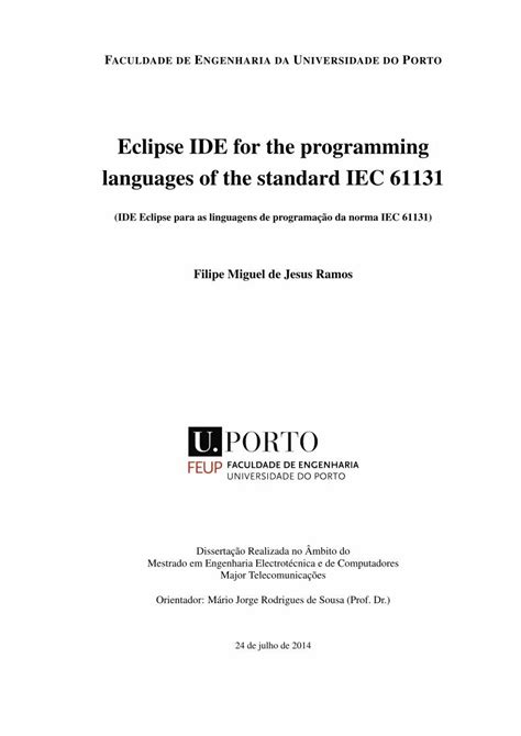 Pdf Eclipse Ide For The Programming Languages Of The Standard