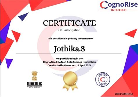 Jothika S On Linkedin Datascience Hackathonsuccess Cognorise Ml Colab Achievement