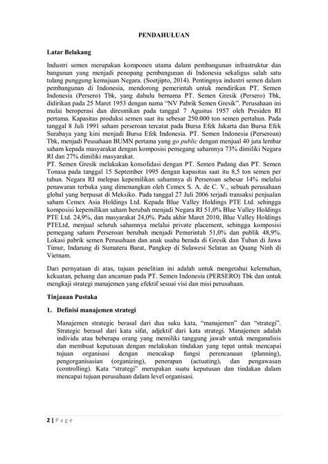 8 Sm Rahma Arya S Hapzi Ali Strategic Management Swot Analysis Pada Pt Semen Indonesia