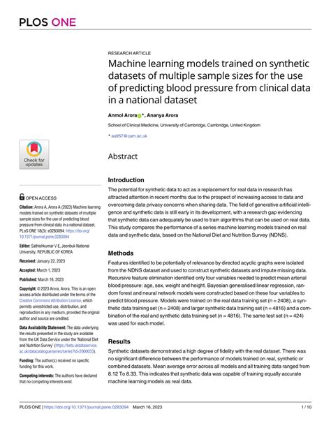 Pdf Machine Learning Models Trained On Synthetic Datasets Of Multiple