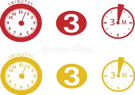 Three 3 Minutes Clock Icon With Arrow Stock Vector Illustration Of