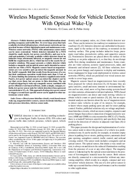 Pdf Wireless Magnetic Sensor Node For Vehicle Detection With Optical