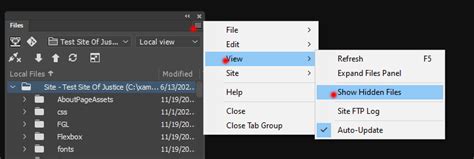 Solved How Can I View Hidden Files In Dreamweaver Local F Adobe