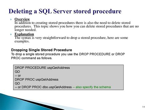 SQL Server Stored Procedure - online presentation
