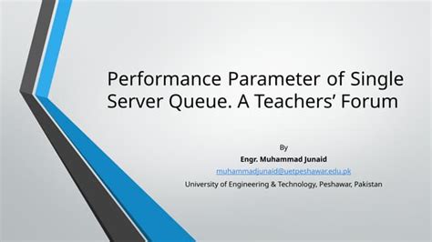 Performance Parameter Of Single Server Queuepptx