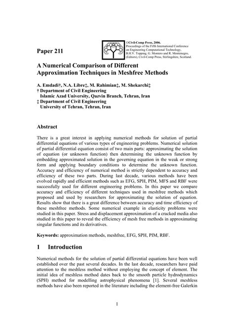 Pdf A Numerical Comparison Of Different Approximation Techniques In