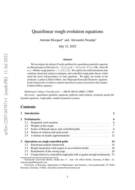 Pdf Quasilinear Rough Evolution Equations