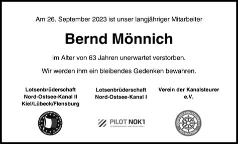 Traueranzeigen Von Bernd Mönnich Trauer Anzeigen De