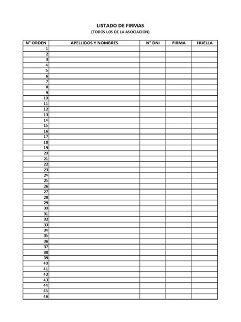 Listado De Firmas Pdf