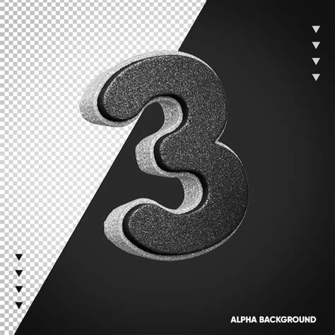 Alfabeto 3d Número 3 Blanco Con Negro Archivo Psd Premium
