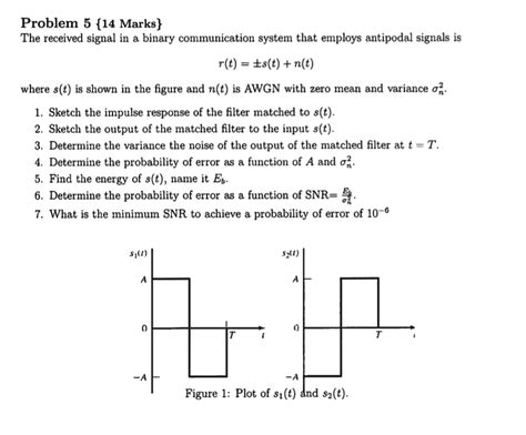 Solved Problem 5 14 Marks The Received Signal In A Binary