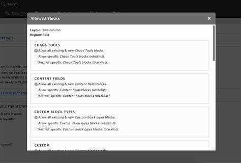 restricting blocks to specific layouts and regions layout builder