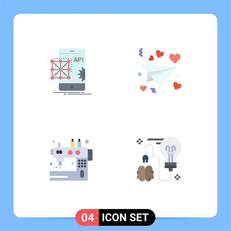 4 User Interface Flat Icon Pack Of Modern Signs And Symbols Of Api Machine Development Love