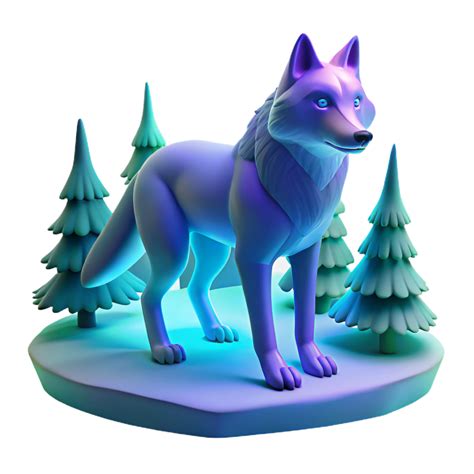 Stylized 3d Wolf Model In Winter Forest Scene 55918641 Png