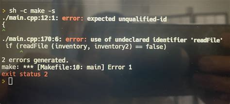 Solved Sh C Make S Maincpp121 Error Expected