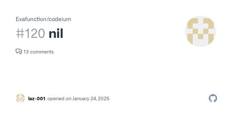 Nil Issue Exafunction Codeium GitHub
