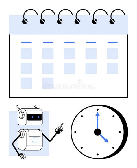 Robot Scheduling Calendar Clock And Automation For Task Management And Time Organization Stock