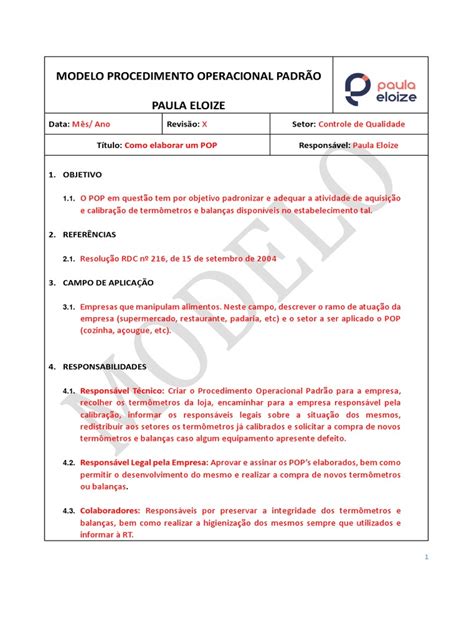 Como Elaborar Um Pop Download Grátis Pdf Qualidade Negócios