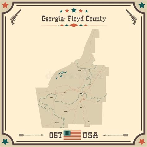 Large And Accurate Map Of Floyd County Georgia Usa Stock Vector