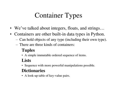 Ppt Container Types In Python Powerpoint Presentation Free Download