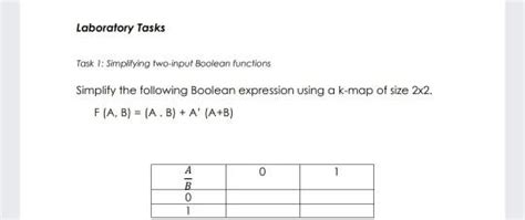 Solved Laboratory Tasks Task 2 Simptlying Two Input Boolean Chegg Com