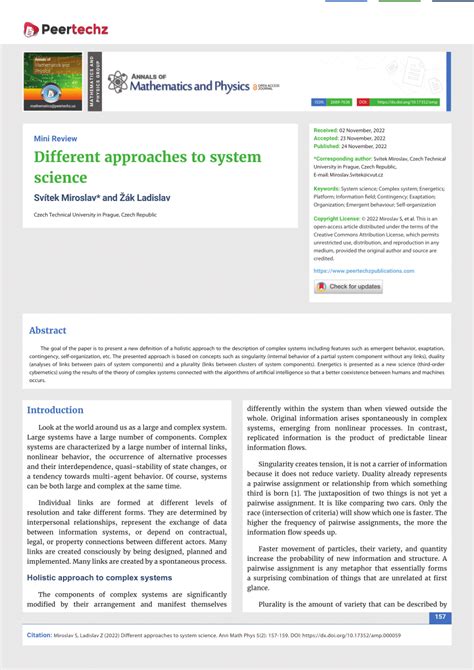 Pdf Different Approaches To System Science