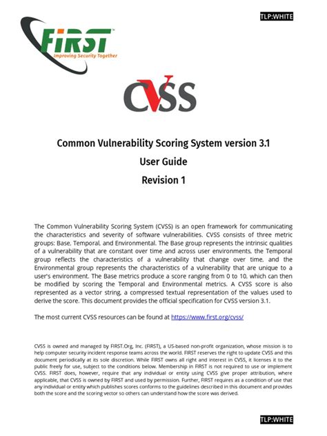 cvss v31 user guide r1 pdf pdf vulnerability computing secure