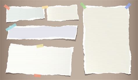 다채로운 파스텔 찢어진 노트 카피 북 노트북 종이 스트립은 갈색 배경에 끈적 끈적한 점착 테이프로 붙어 있습니다 0명에 대한 스톡 벡터 아트 및 기타 이미지 Istock
