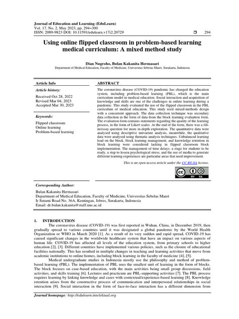 Using Online Flipped Classroom In Problem Based Learning Medical
