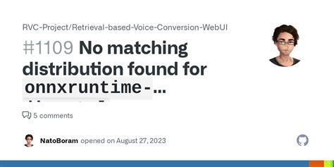 No Matching Distribution Found For `onnxruntime Directml` · Issue 1109