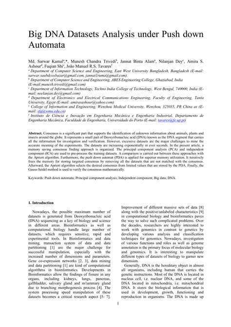 Pdf Big Dna Datasets Analysis Under Push Down Automata