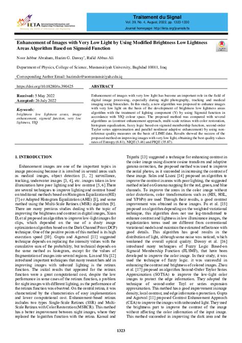 Pdf Enhancement Of Images With Very Low Light By Using Modified