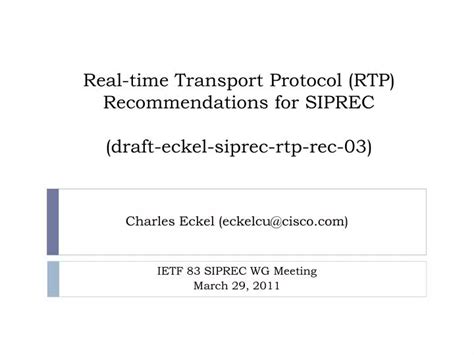 PPT Real Time Transport Protocol RTP Recommendations For SIPREC Draft Eckel Siprec Rtp Rec