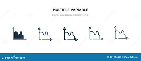 Multiple Variable Continuous Chart Icon In Different Style Vector