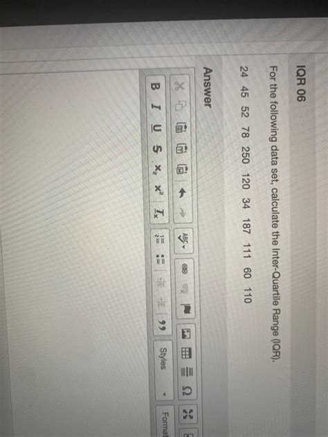 solved iqr 06 for the following data set calculate the